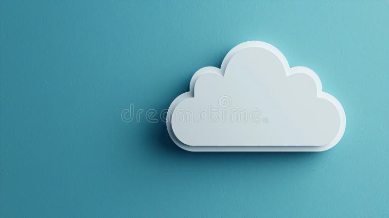 Abstract White Cloud Icon on Teal Background Digital Technology Cloud ...