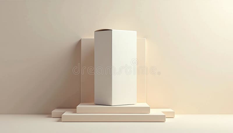 Minimalist 3D Retail Box Mockup in Soft Neutral Studio Setting Stock ...