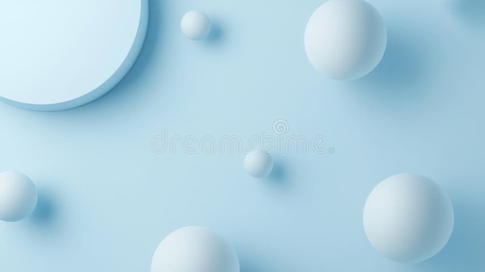 Minimalist 3d Scene Features Various Sized Spheres and a Cylinder ...
