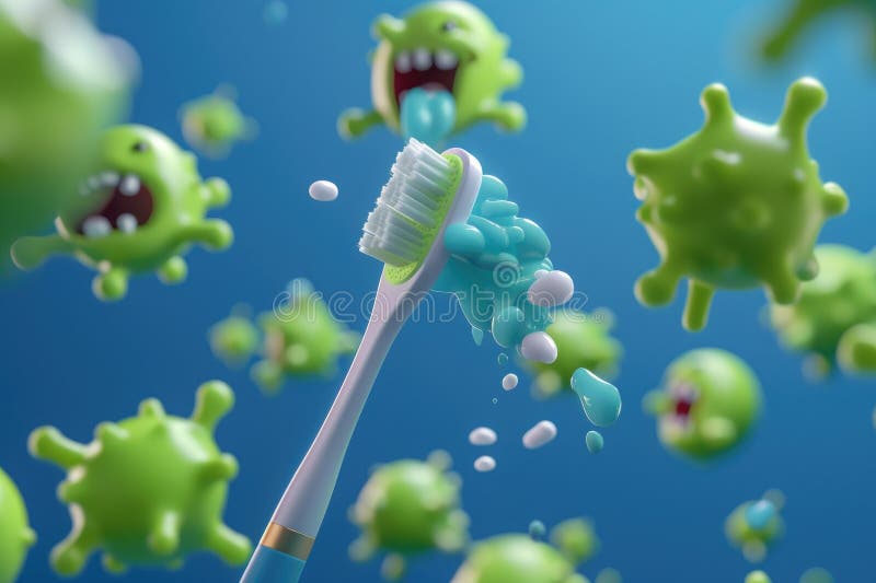 A Minimalist 3D Scene Featuring a Charming Toothbrush Heroically ...