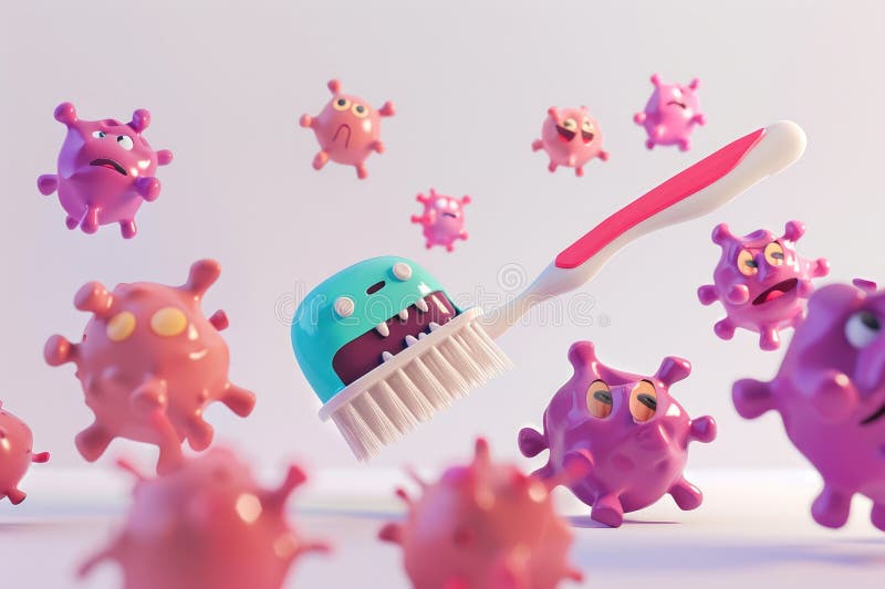A Minimalist 3D Scene Featuring a Charming Toothbrush Heroically ...