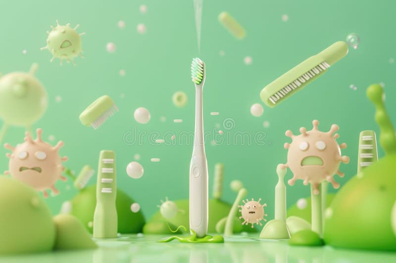 A Minimalist 3D Scene Featuring a Charming Toothbrush Heroically ...