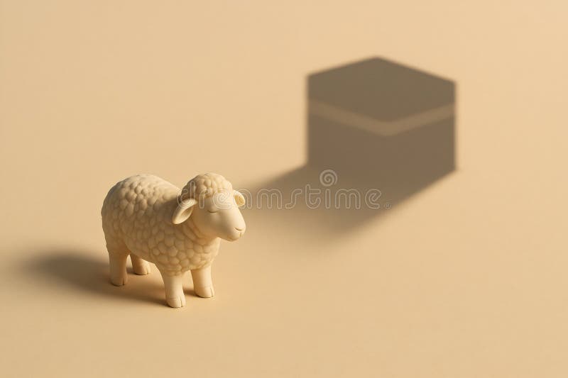Minimalist 3D Sheep with Kaaba Shadow Concept for Eid Al-Adha ...