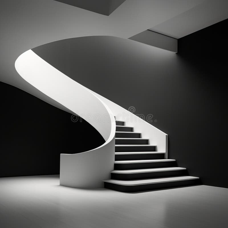Minimalist 3d Staircase: Serene, Expansive Spaces with Subtle Lighting ...