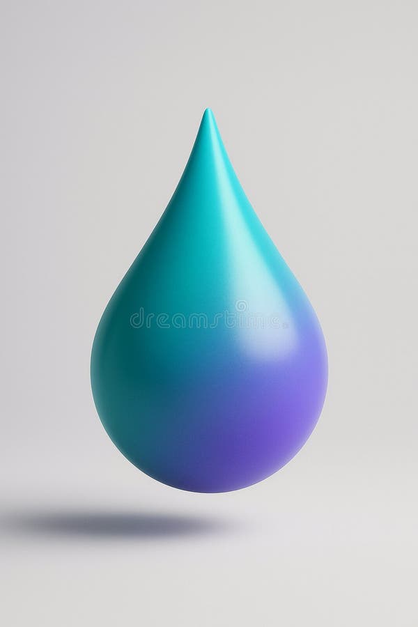 Minimalist 3D Teardrop in Teal and Purple Gradient Stock Illustration ...