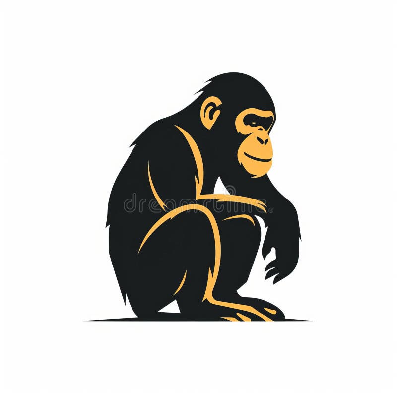 Minimalist 2d Vector Chimp Icon Logo Full Body Sideview Stock ...