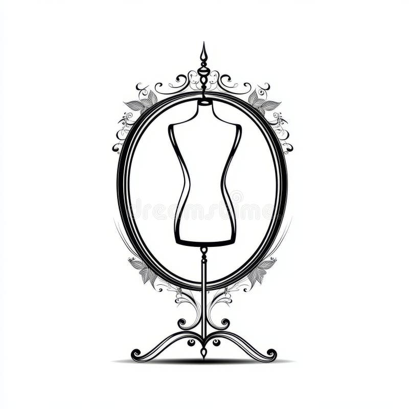 Minimalist 2D Vector Clothing Store Leafadorned Mannequin in Monochrome ...