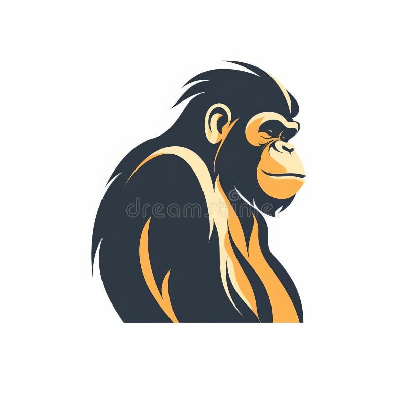 Minimalist 2d Vector Icon of Chimp Looking Downwards Logo Stock ...