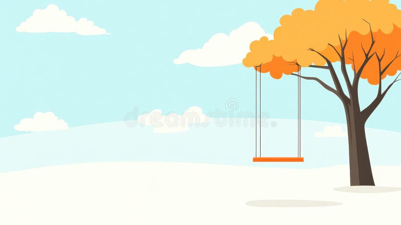 A Minimalist D Vector of a Lone Swing Hanging from a Tree, Evoking a ...