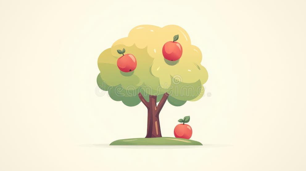 A Minimalist 2D Vector of a Simple Apple Tree, Featuring Clean Lines ...