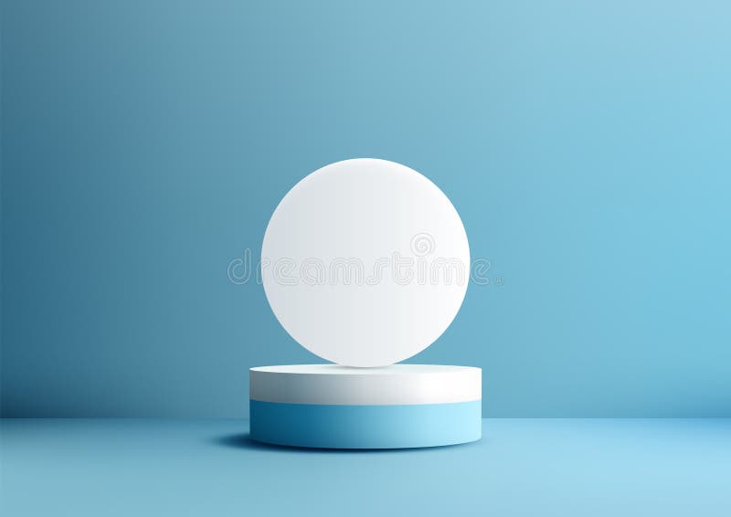 Minimalist 3D White Circular Platform with Blue Base for Modern Product ...
