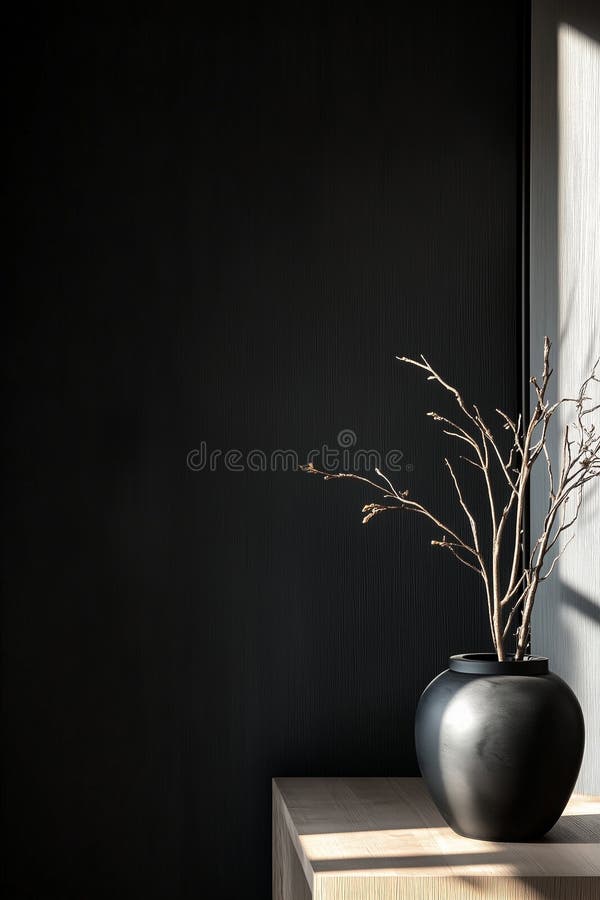 Minimalist Dark Interior with Branch Decor AI-generated Stock Image ...