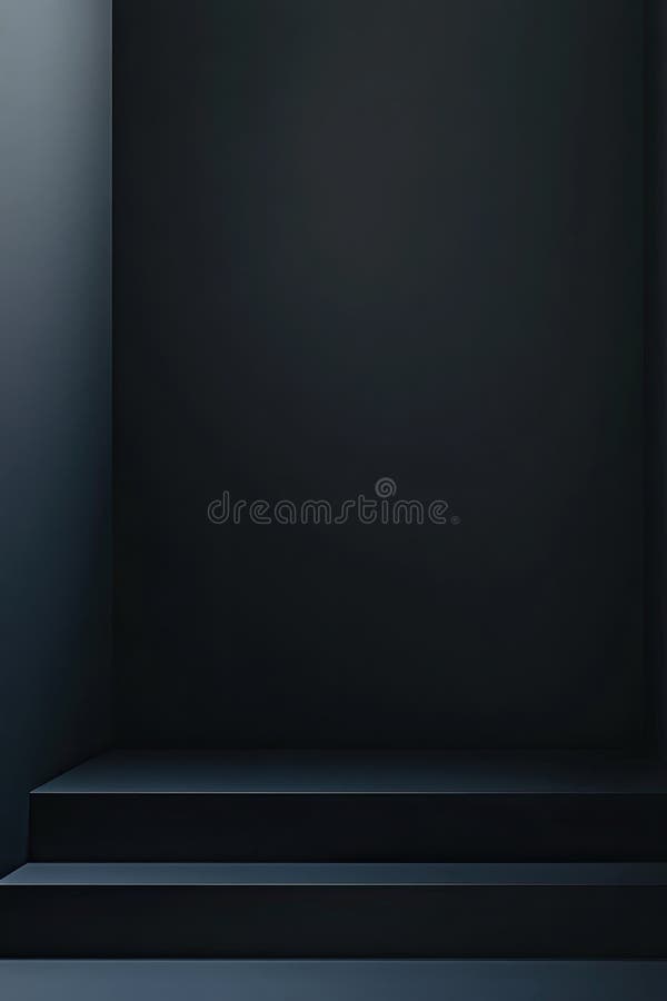Minimalist Dark Interior with Clean Steps and Soft Gradient Light Stock ...