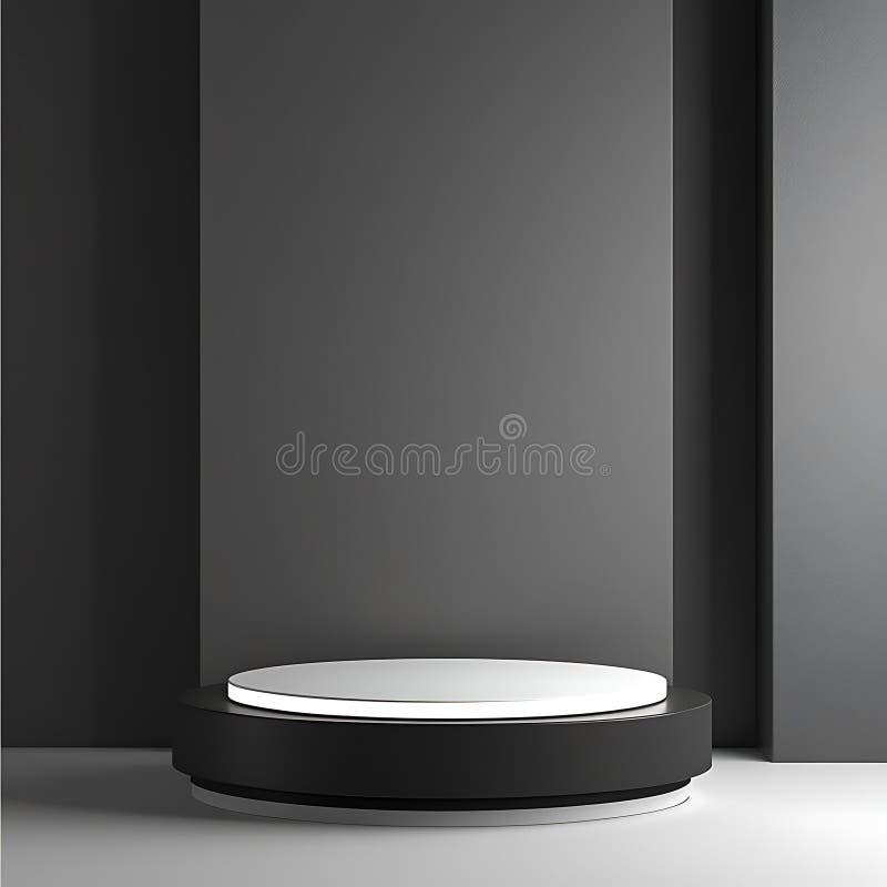 Minimalist Dark and Light Grey Stage with Illuminated Circular Platform ...