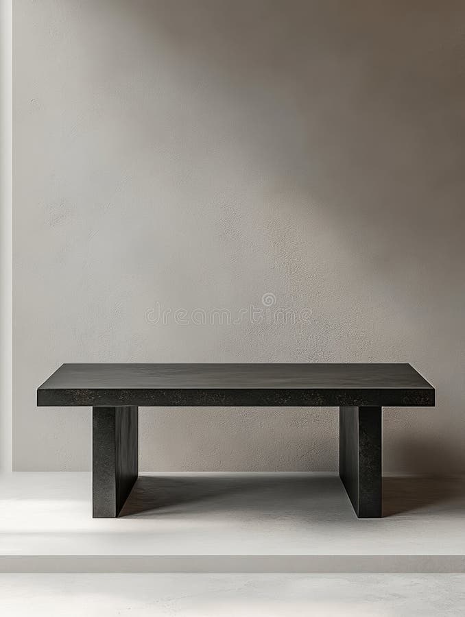 Minimalist Dark Table in a Modern, Elegant Living Space. Stock Photo ...