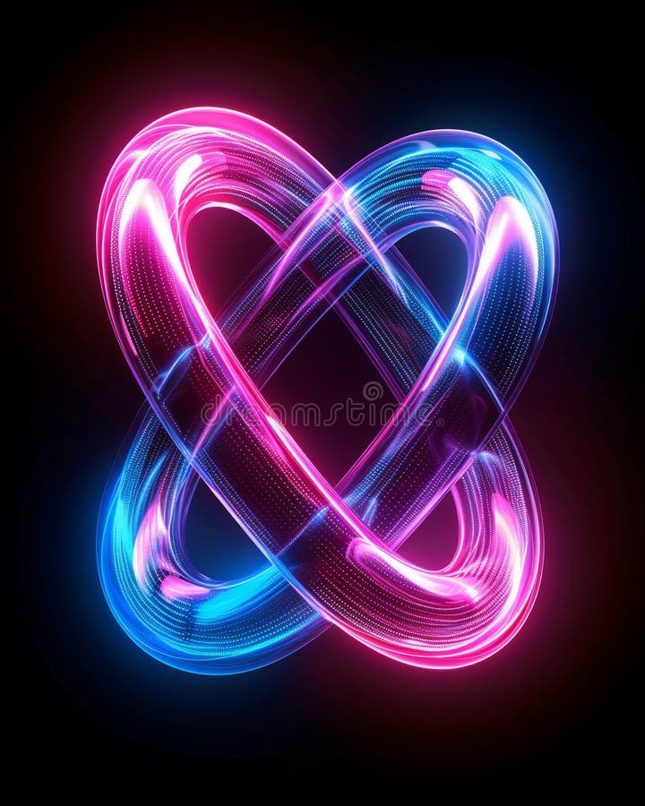 Minimalist Data Entanglement: Pink/Blue Neon Trails Around White Folder ...