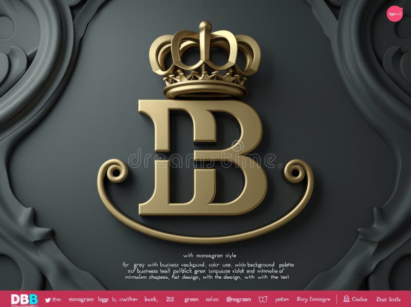 Minimalist DB Monogram Logo with Crown in Black and Red for Business ...