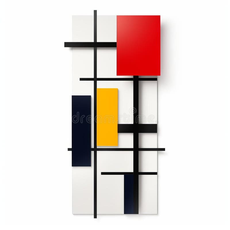 Minimalist De Stijl Artwork on White Isolated Background Composition ...