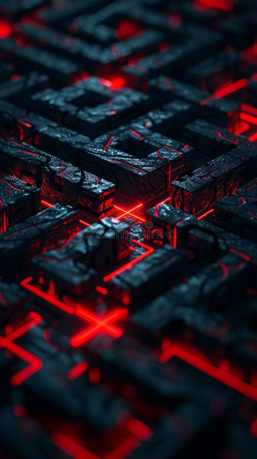 Minimalist Dead End Maze Concept with White Lines & Red X Markers Stock ...