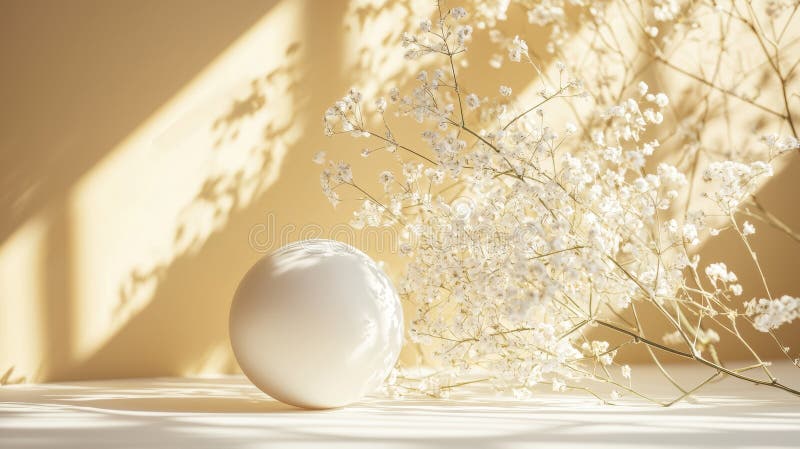 Minimalist Decor Dried Flowers Sphere Neutral Background Stock Photos ...