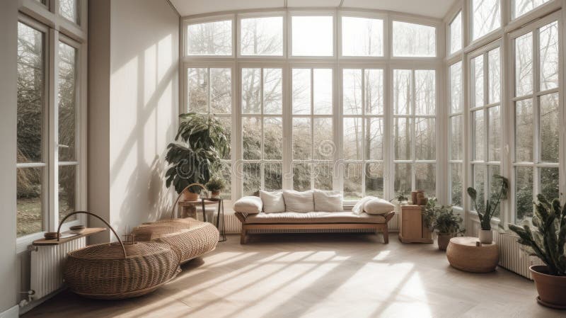 Minimalist Decor and Natural Lighting in a Sunroom. AI Generated Stock ...