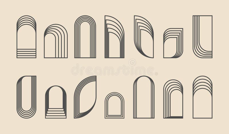 Minimalist Decorative Aesthetic Arch Frame, Vector Linear Design ...