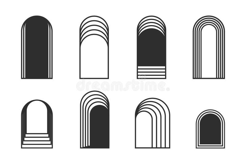 Minimalist Decorative Aesthetic Arch Frame, Vector Linear Design ...