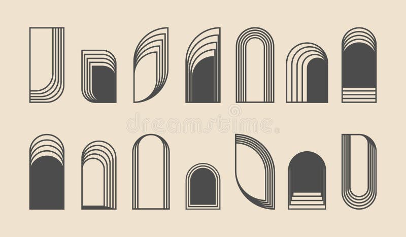 Minimalist Decorative Aesthetic Arch Frame, Vector Linear Design ...