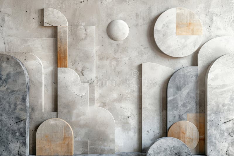 Minimalist Decorative Element with Geometric Shapes on a White ...