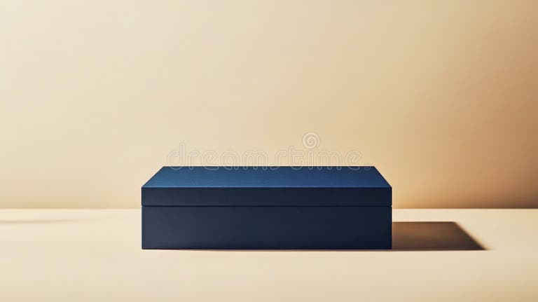 Minimalist Deep Blue Packaging Box Mockup with Clean Design on Beige ...