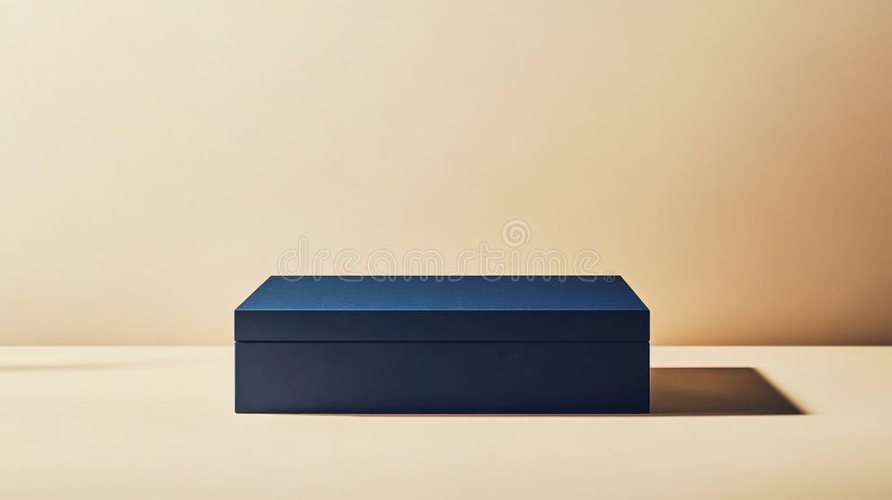 Minimalist Deep Blue Packaging Box Mockup with Clean Design on Beige ...
