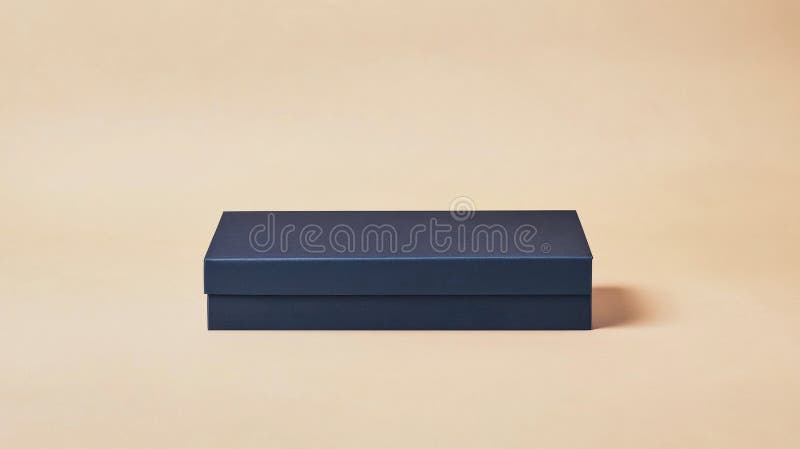 Minimalist Deep Blue Rectangular Packaging Box Mockup Beige Background ...