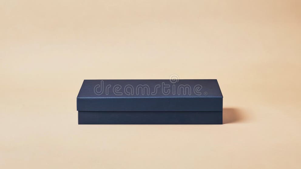 Minimalist Deep Blue Rectangular Packaging Box Mockup on Beige ...