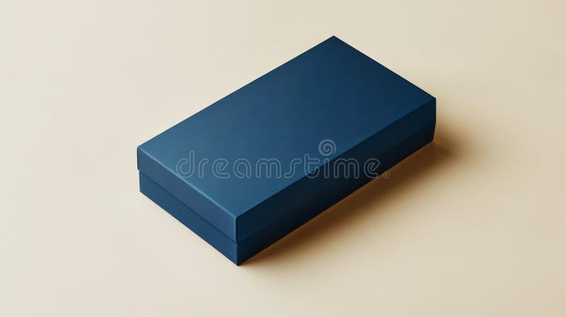 Minimalist Deep Blue Rectangular Packaging Box Mockup Isolated on Beige ...