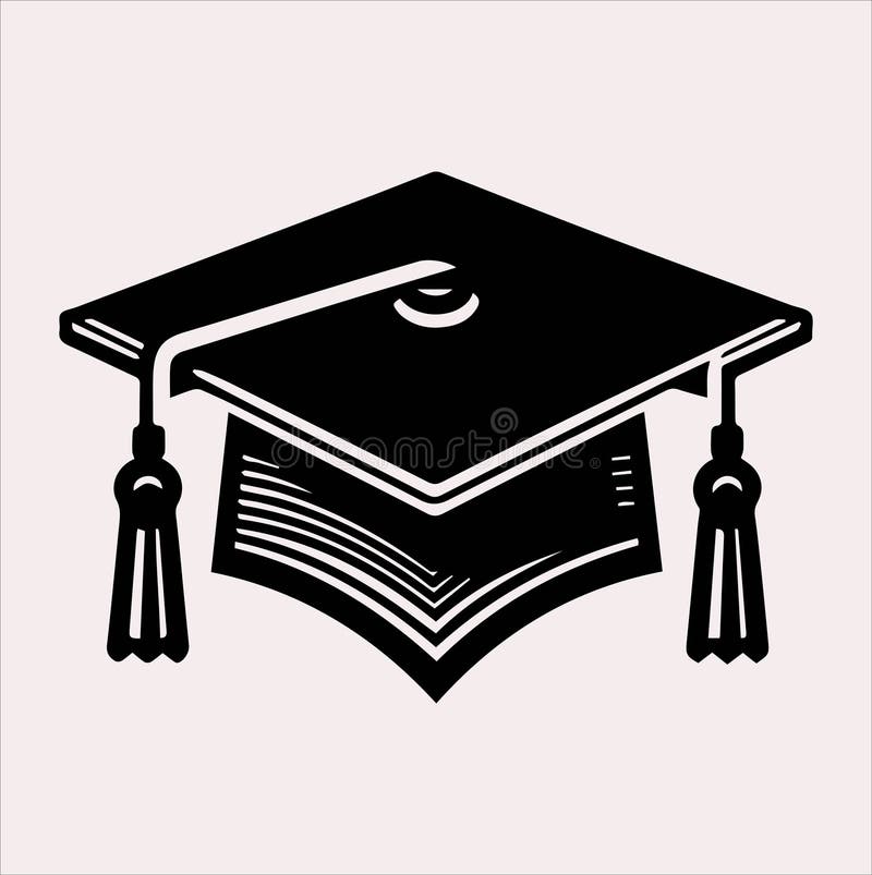 Minimalist Degree Logo with Convocation Cap in Black. Silhouette Vector ...