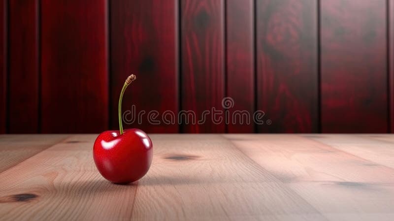 An Minimalist Delicious Red Cherry on Red Background with Copy Space ...