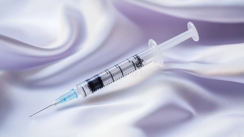 Minimalist Depiction of a Botox Syringe on a Soft, Silky Fabric Surface ...