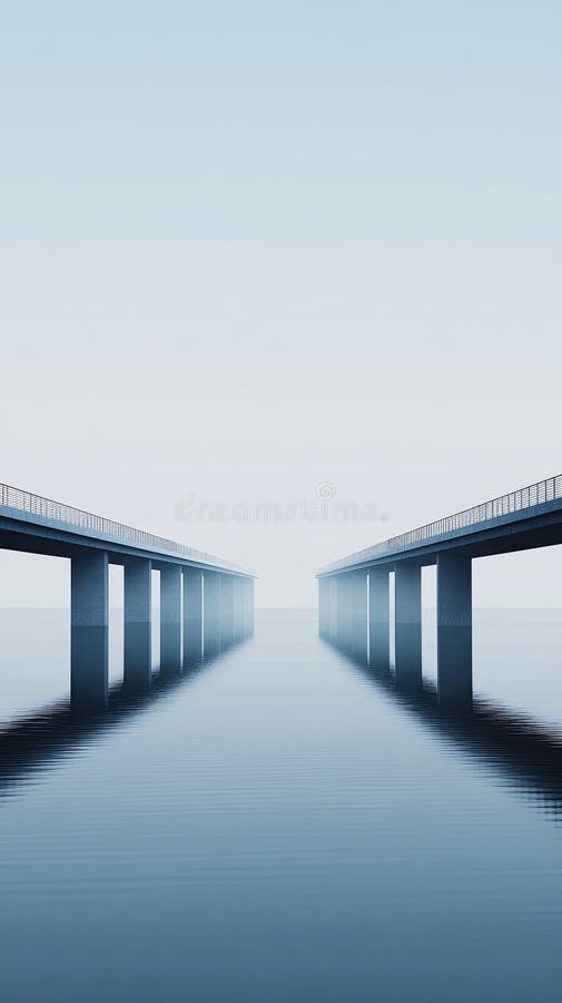 A Minimalist Depiction of a Bridge Over Water Picture Stock Photo ...