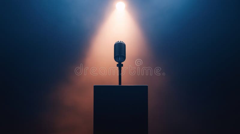 Minimalist Depiction of an Empty Microphone Under Spotlight Stock Image ...
