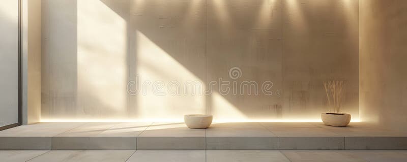 A Minimalist Depiction of an Empty Wall in Soft Ivory, with a Smooth ...