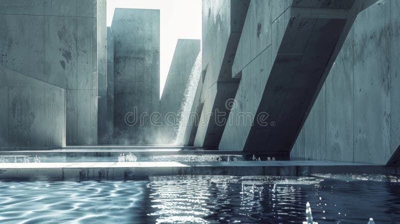 A Minimalist Depiction of a Geometric Waterfall with Triangular Water ...