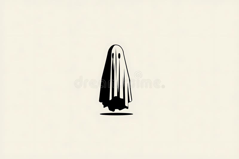 A Minimalist Depiction of a Ghost, Defined by a Simple White Sheet with ...