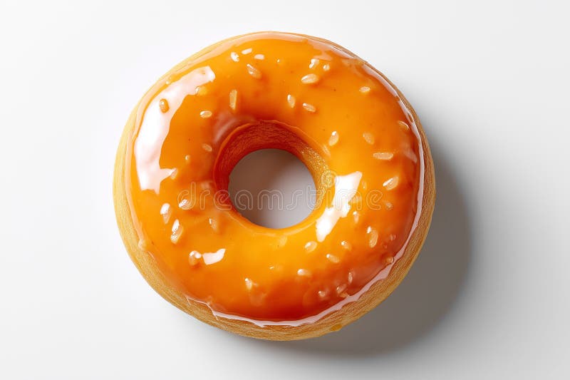 Minimalist Depiction of Glazed Donut with Shining Orange Icing ...