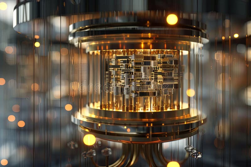 High-Tech Quantum Computer with Illuminated Lights Stock Illustration ...