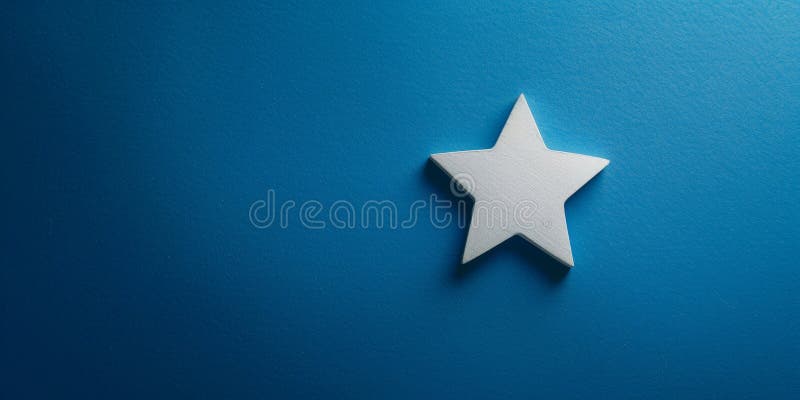 Minimalist Depiction of a Single White Star on a Blue Background. Stock ...