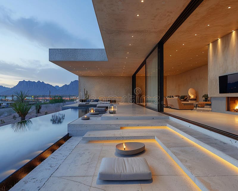 Minimalist Desert Home with Clean Lines Natural Materials Stock Photo ...