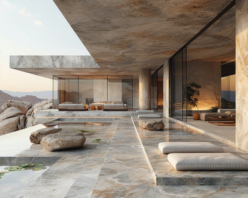 Minimalist Desert Home with Clean Lines Natural Materials Stock ...