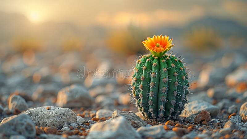 A Minimalist Desert Landscape with a Lone Cactus. Stock Photo - Image ...