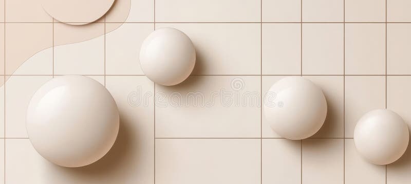 Minimalist Design on Beige Grid Background with Abstract Shapes and ...
