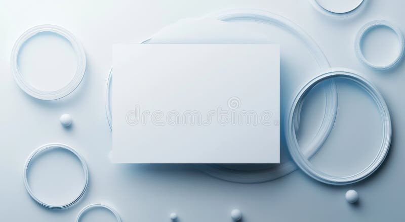Minimalist Design with a Blank White Card Floating in a Circular Art ...